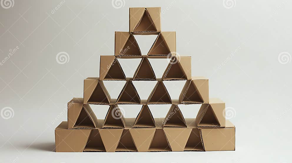 A Stack of Cardboard Boxes is Arranged in a Pyramid Shape Stock Image ...