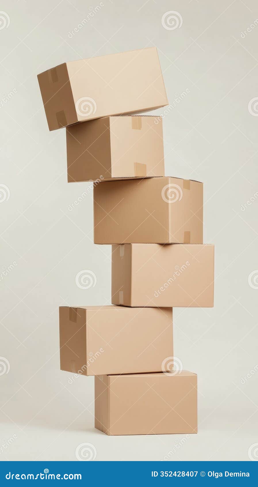 Stack of Cardboard Boxes Balancing on White Background Stock Image - Image of goods, abstract ...
