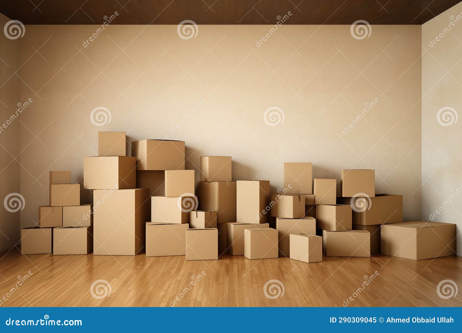 A Stack of Cardboard Boxes in an Empty Room. Generative by Ai Stock ...