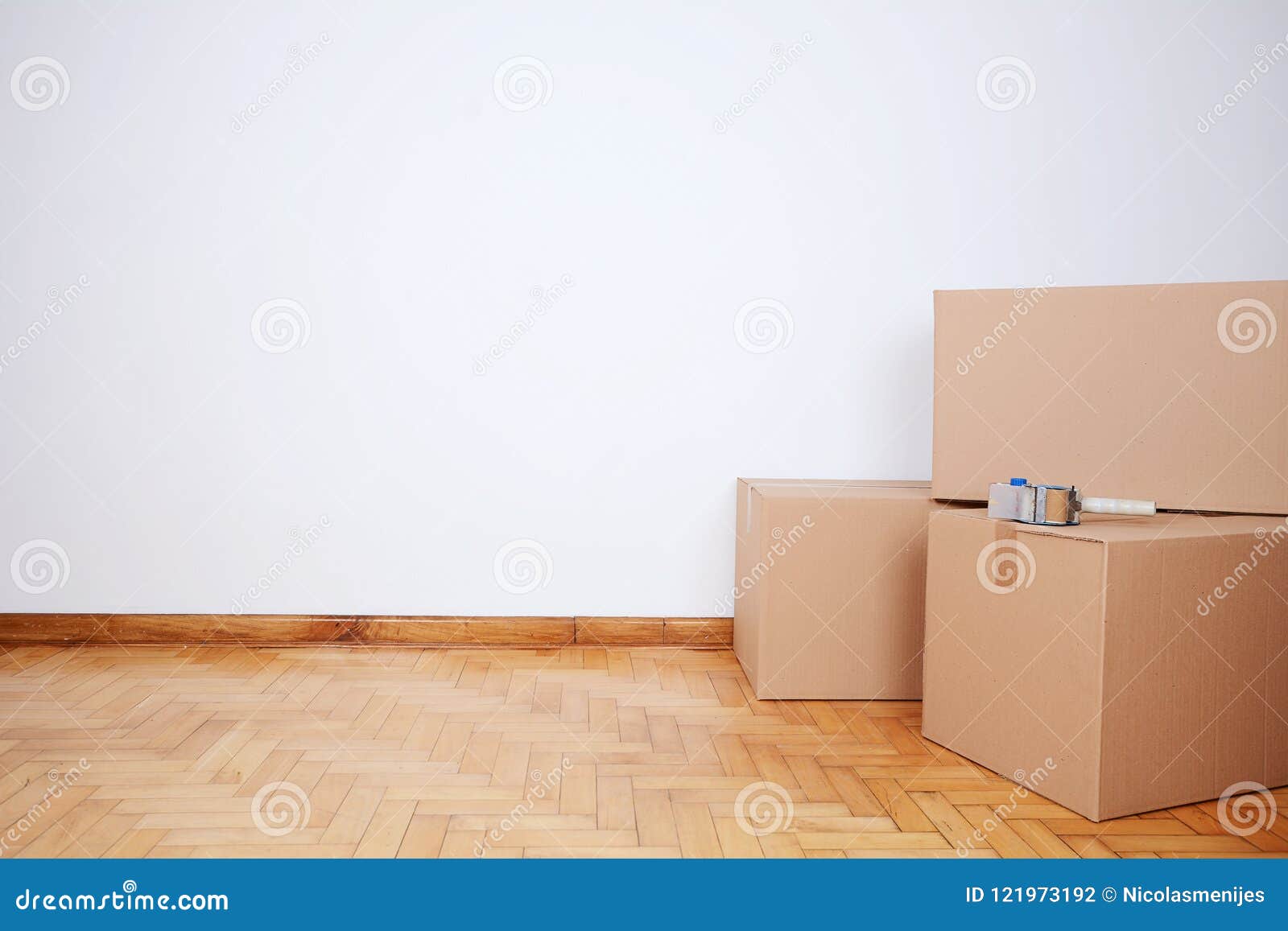 Stack of Cardboard Boxes in the Empty Room Stock Photo - Image of ...