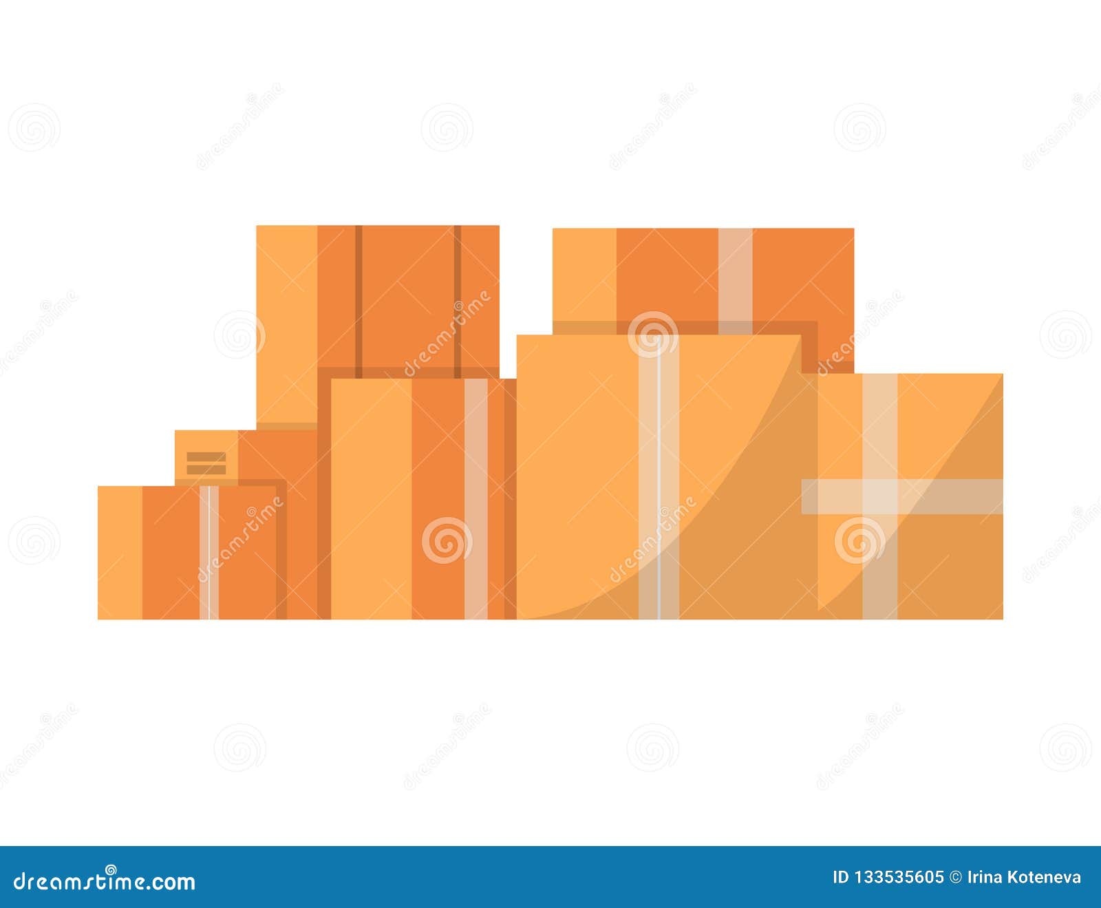 Stack of Cardboard Boxes Isolated Icon Stock Illustration ...