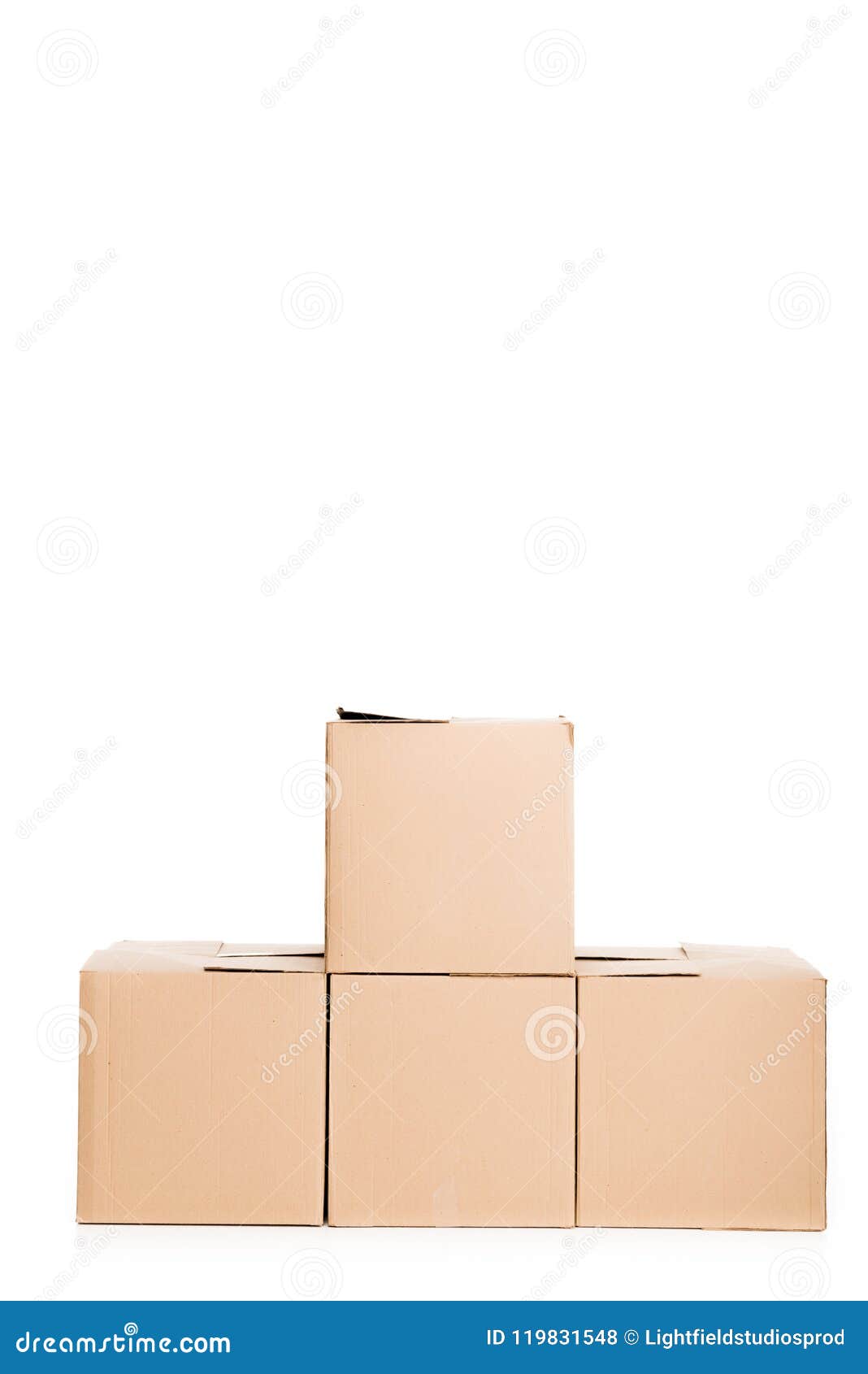 Stack of Cardboard Boxes, Isolated Stock Photo - Image of vertical ...