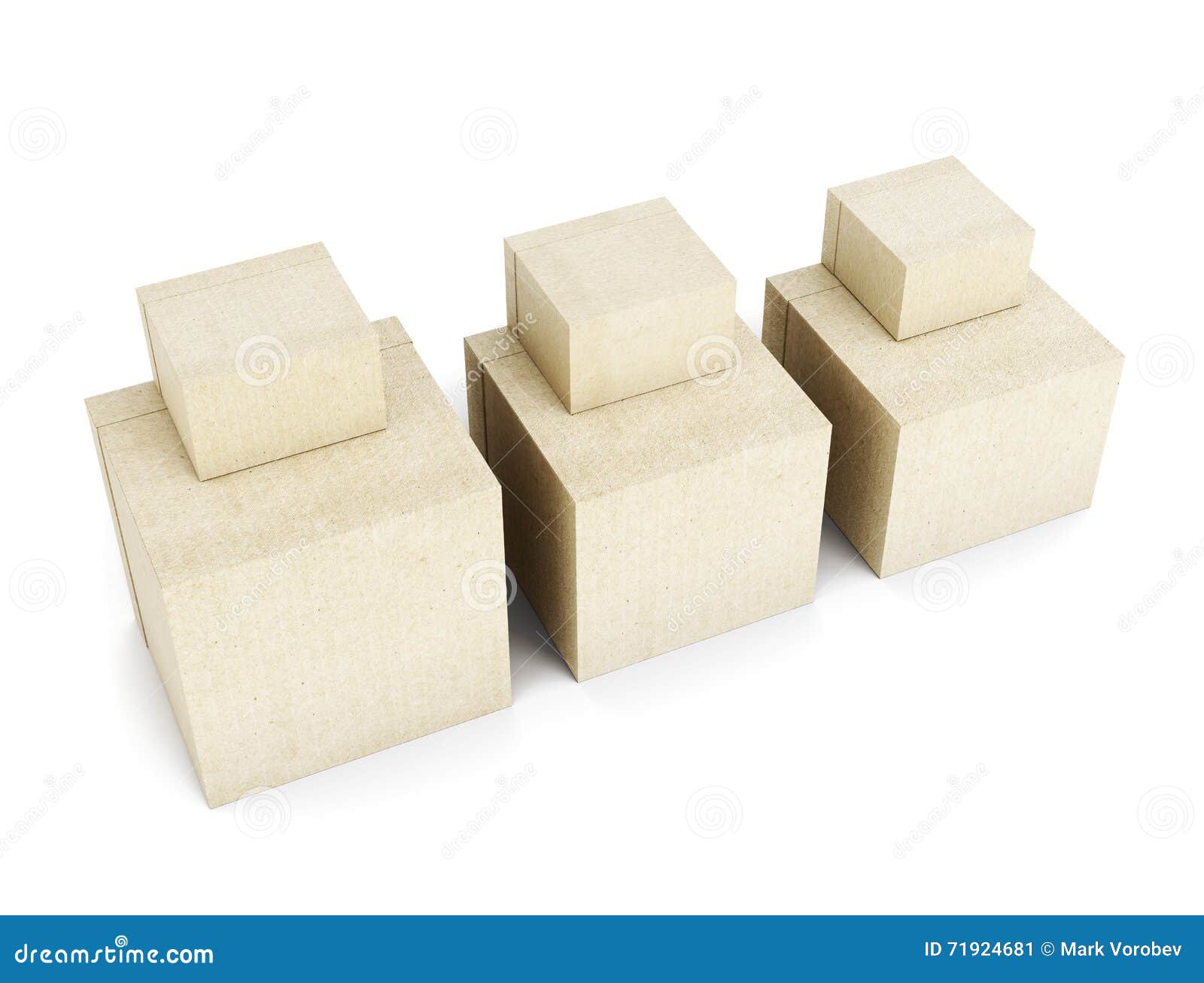 Stack of Cardboard Boxes Isolated on White Background. 3d Render Stock ...