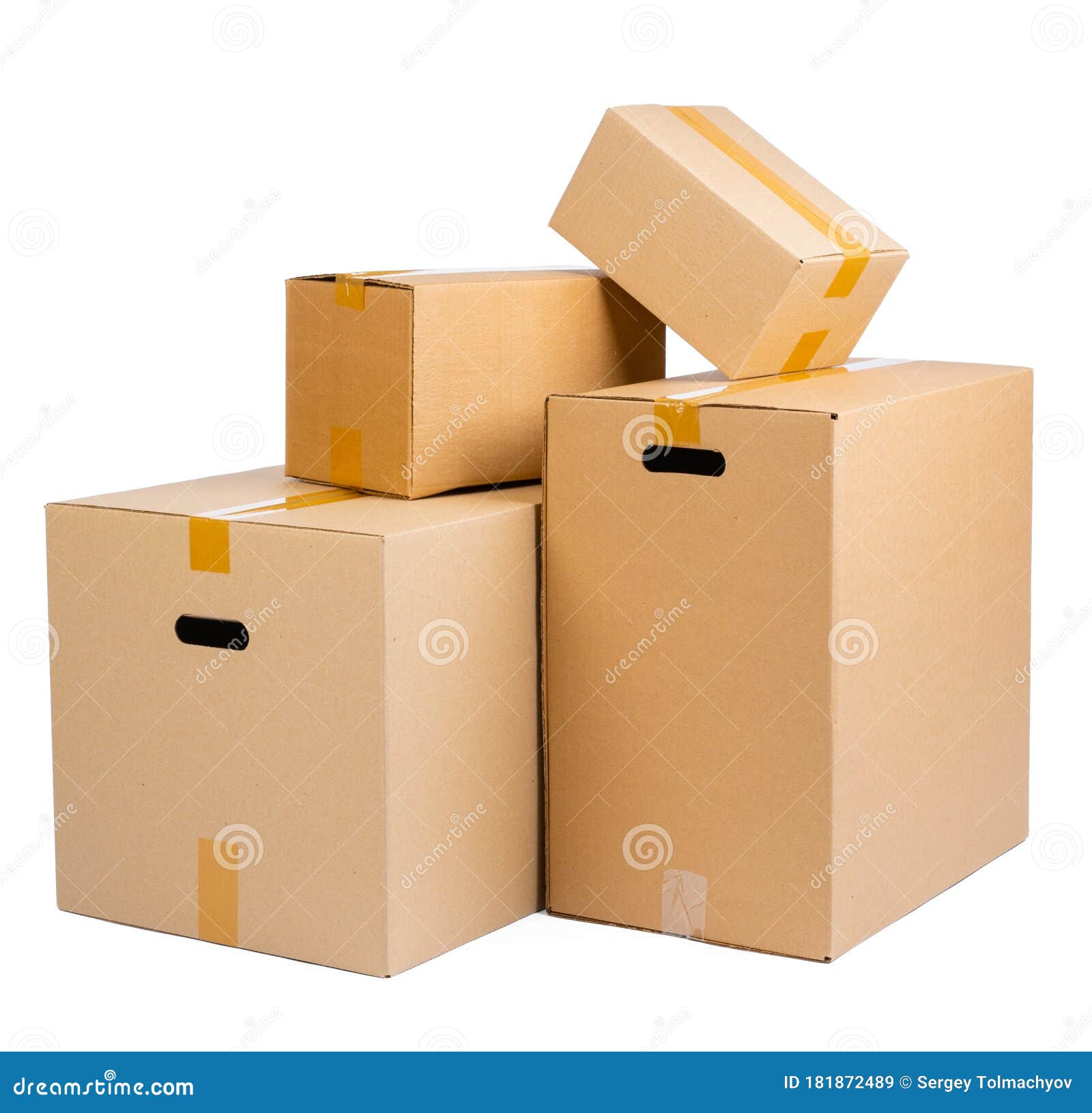 Stack of Cardboard Boxes Isolated on White Background Stock Image ...