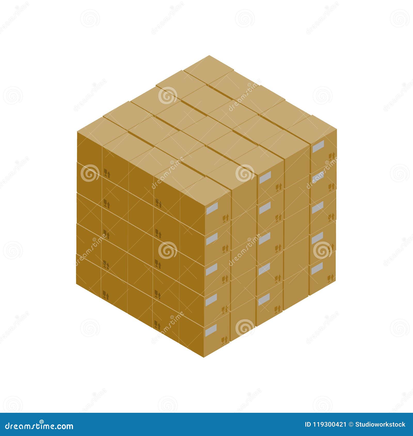 Stack of Cardboard Boxes Isometric Icon Stock Illustration ...