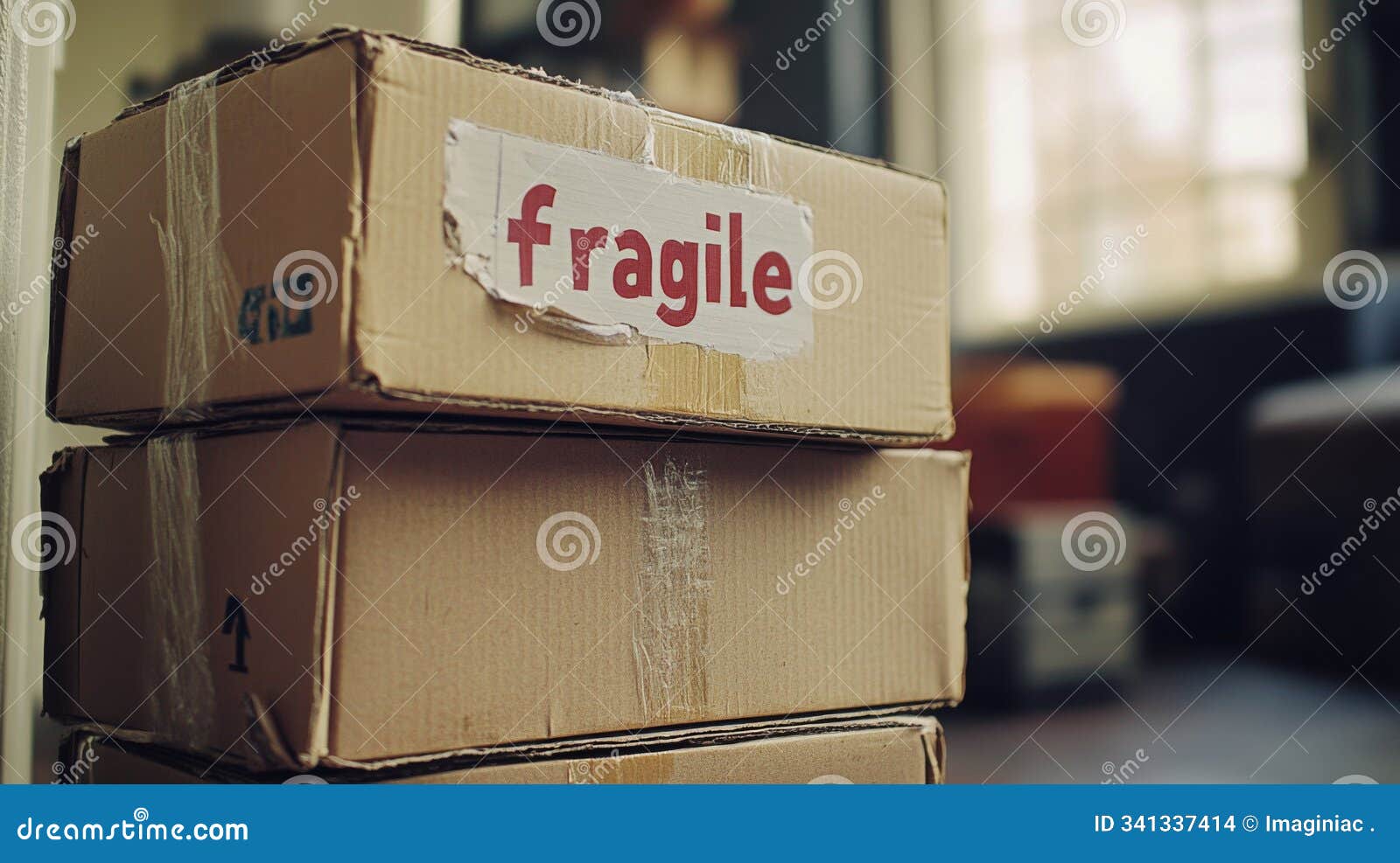 Stack of Cardboard Boxes Labeled "Fragile Stock Illustration ...