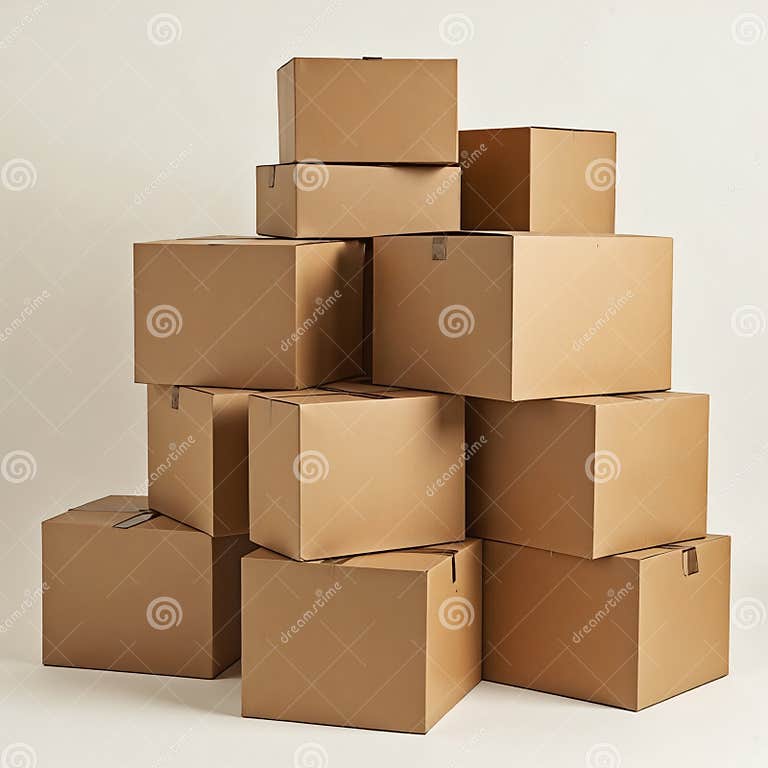 A Stack of Cardboard Boxes is Piled on Top of Each Other Stock ...