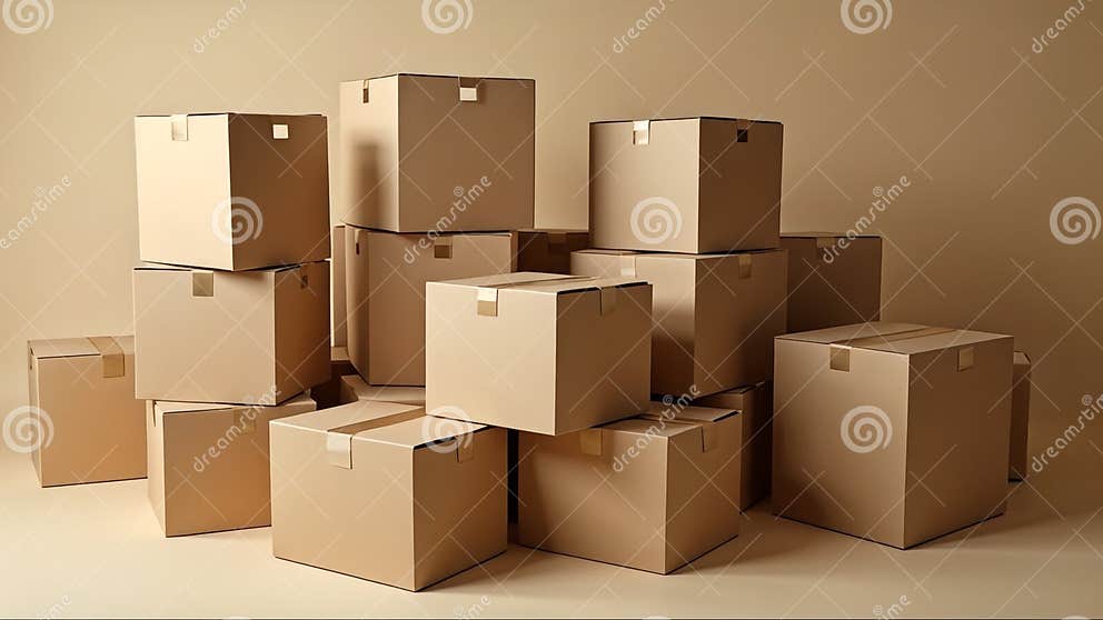 A Stack of Cardboard Boxes is Piled on Top of Each Other Stock ...