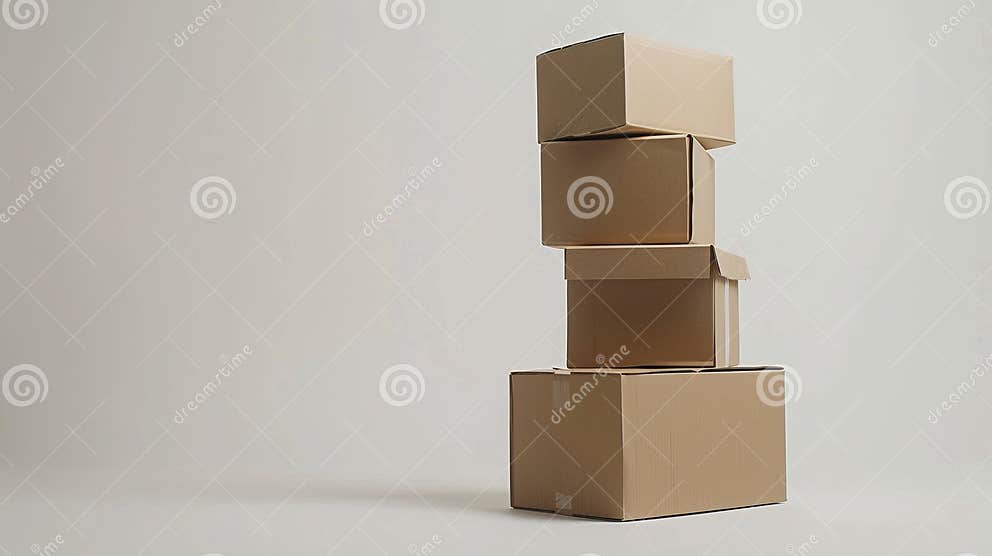 A Stack of Cardboard Boxes is Piled on Top of Each Other Stock Photo ...