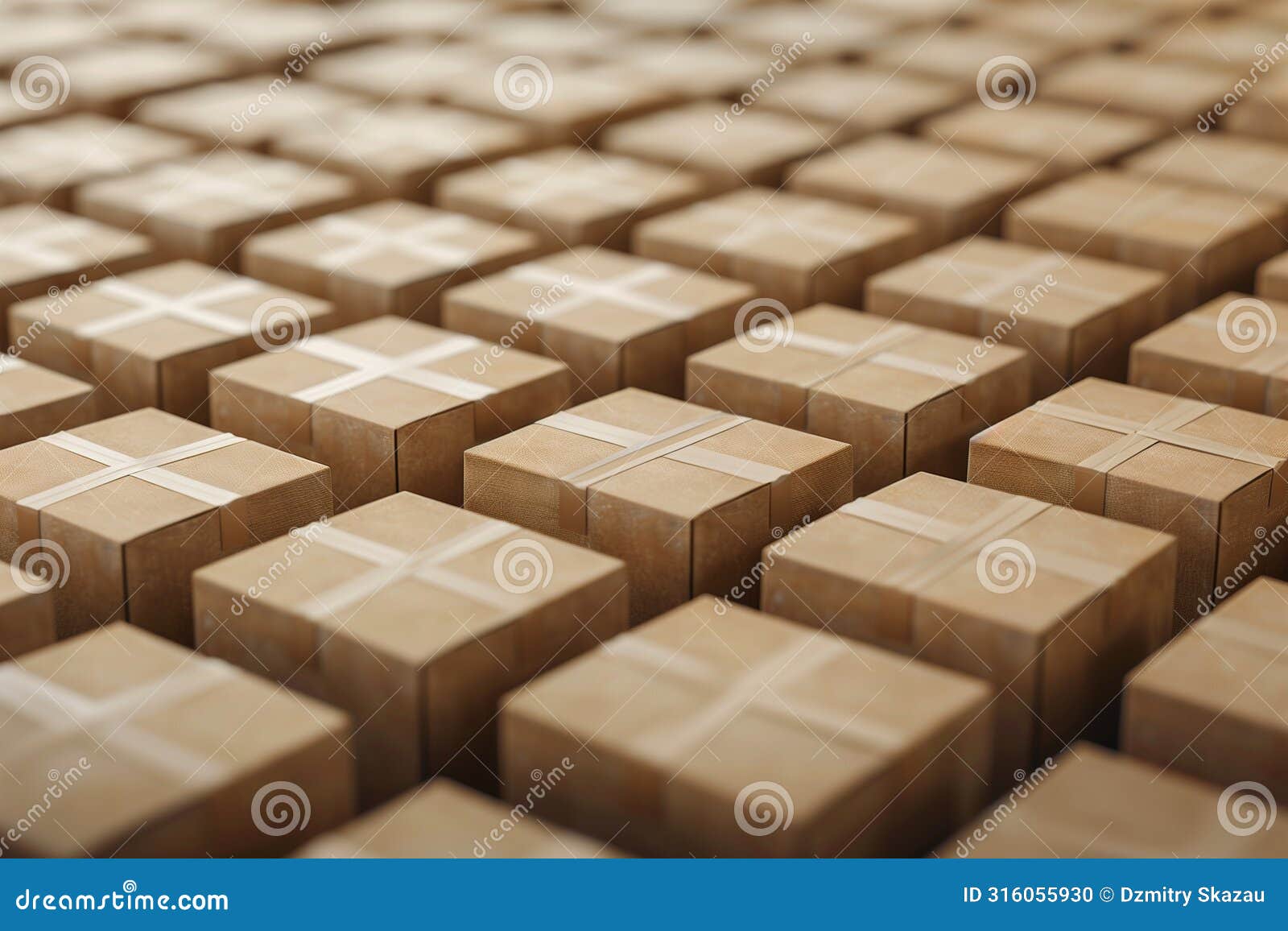 A Stack of Cardboard Boxes Placed in Neat Rows on the Floor. Stock ...