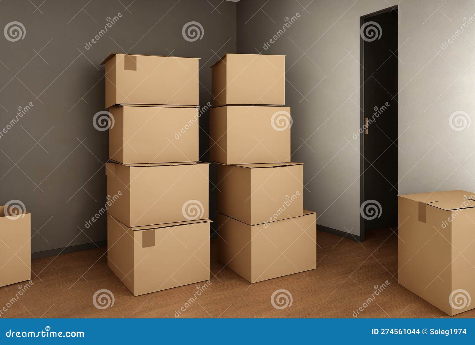 A Stack of Cardboard Boxes in a Room, a Lot of Objects. Generative AI ...