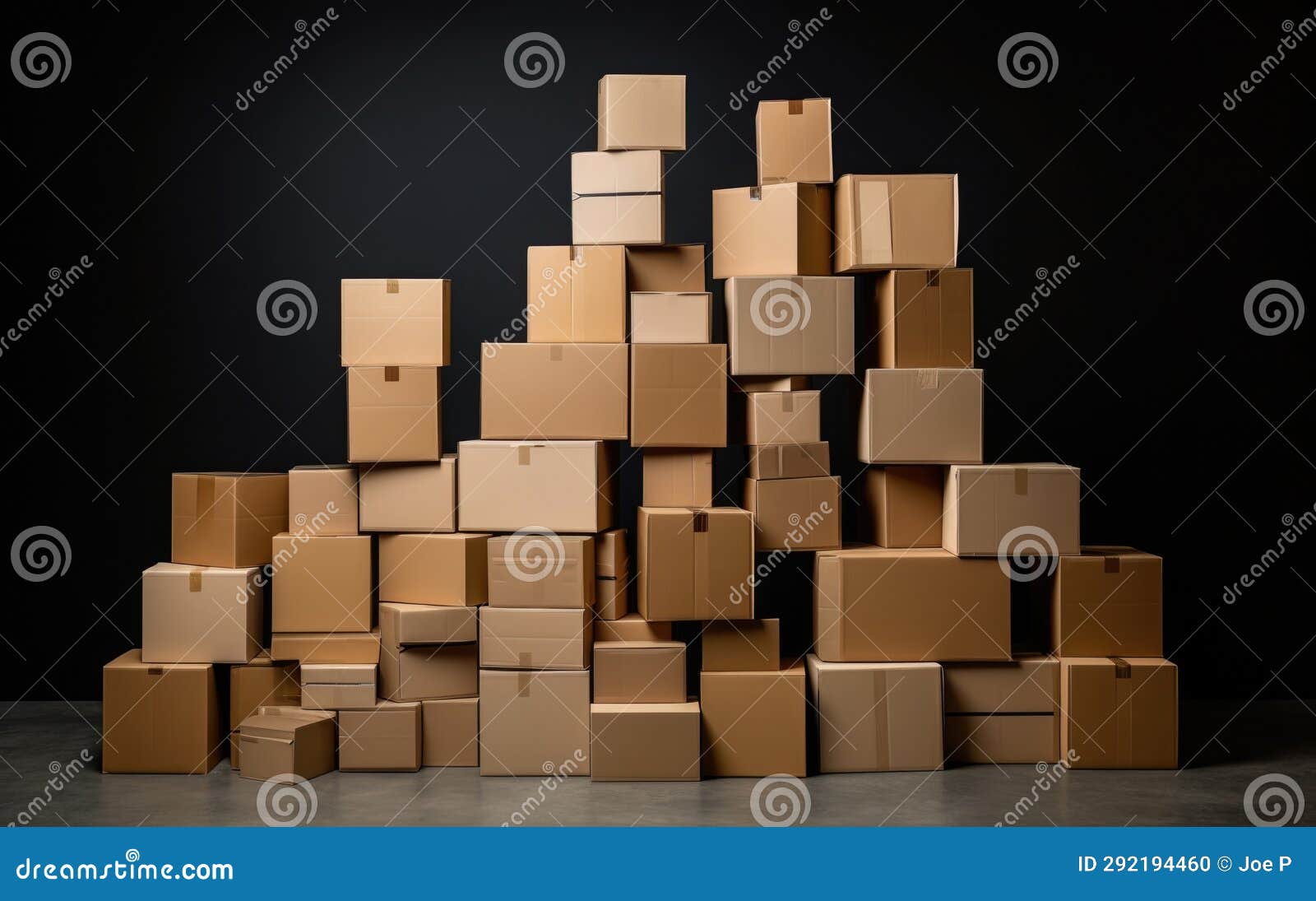 Stack of Cardboard Boxes in the Shape of a Pyramid Piled Up Together ...