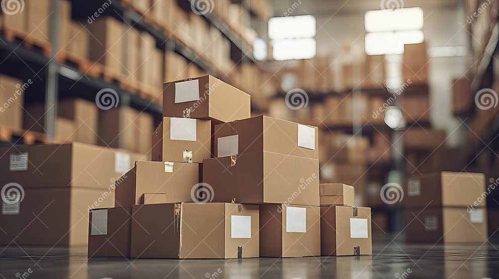 Stack of Cardboard Boxes with Shipping Labels Stock Illustration ...