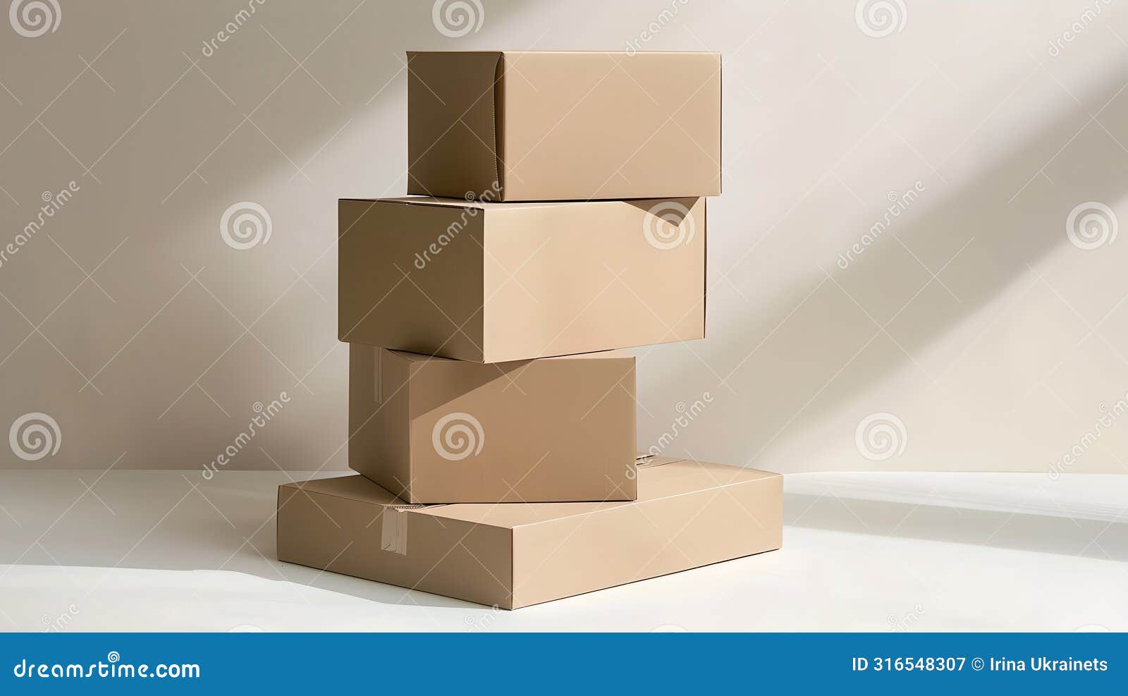 Stack of Cardboard Boxes in Soft Natural Light. Simplistic Design ...