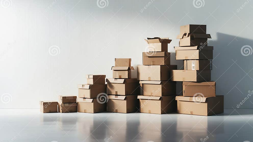 Stack of Cardboard Boxes in Various Sizes Stock Illustration ...