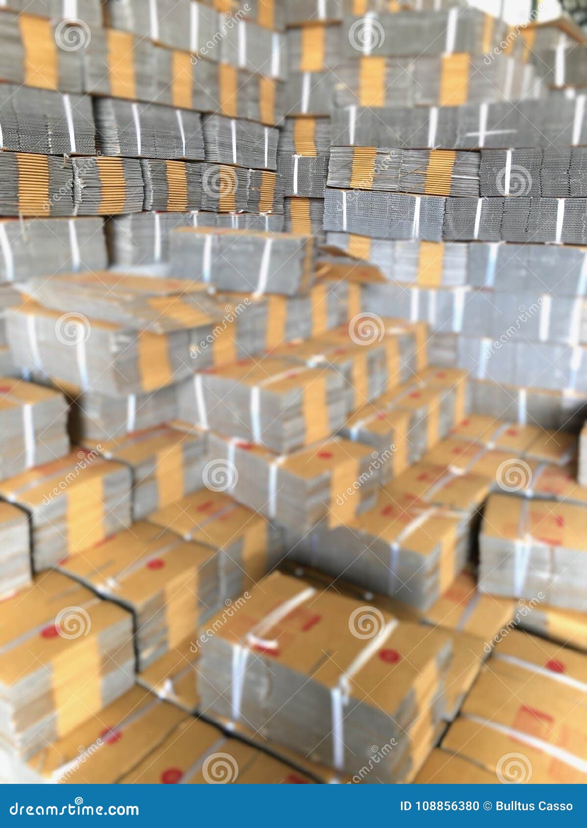 Stack Cardboard Boxes in Warehouse. Stock Photo - Image of ...