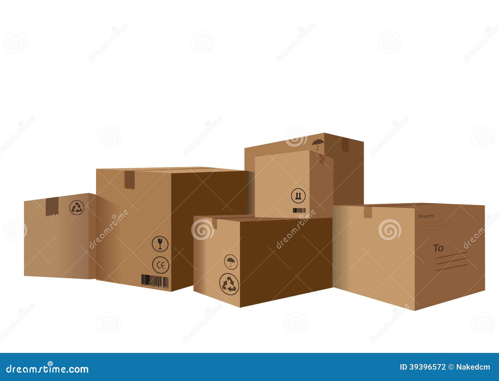 Stack of Cardboard Boxes stock vector. Illustration of open - 39396572