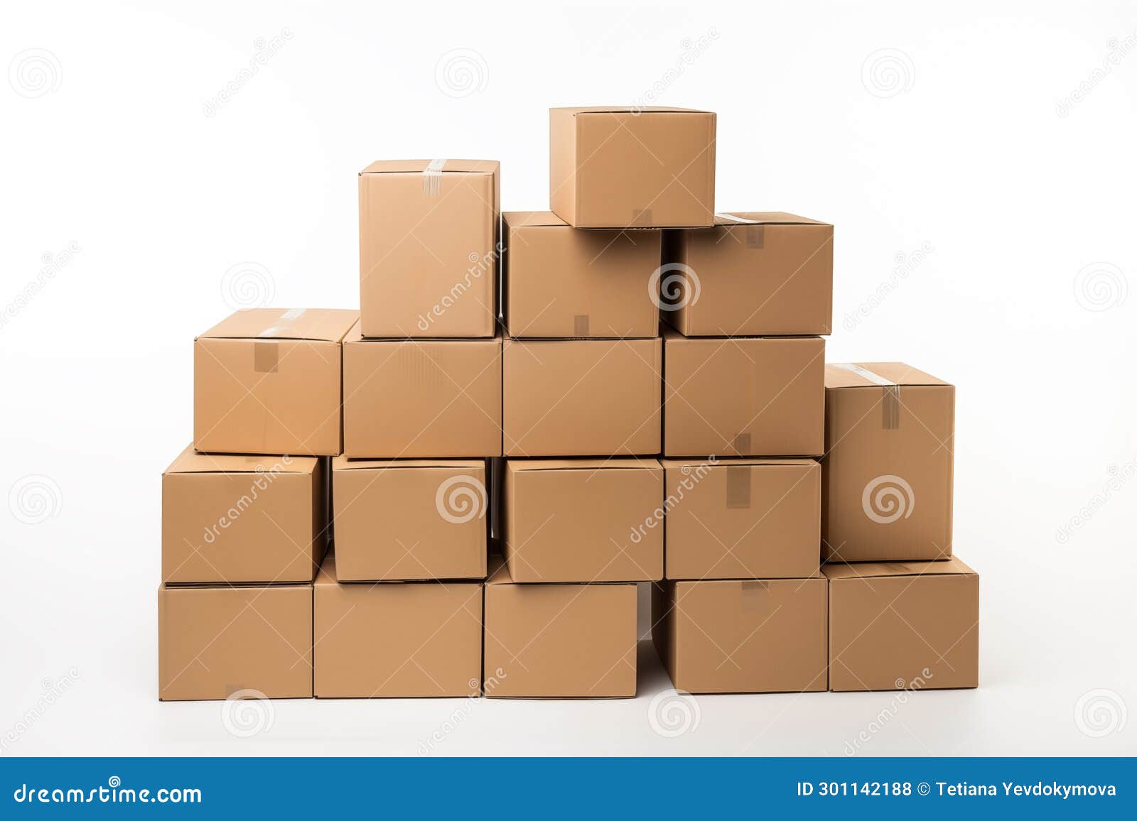 Stack of Cardboard Boxes on White Background. Front View Mockup Stock Illustration ...