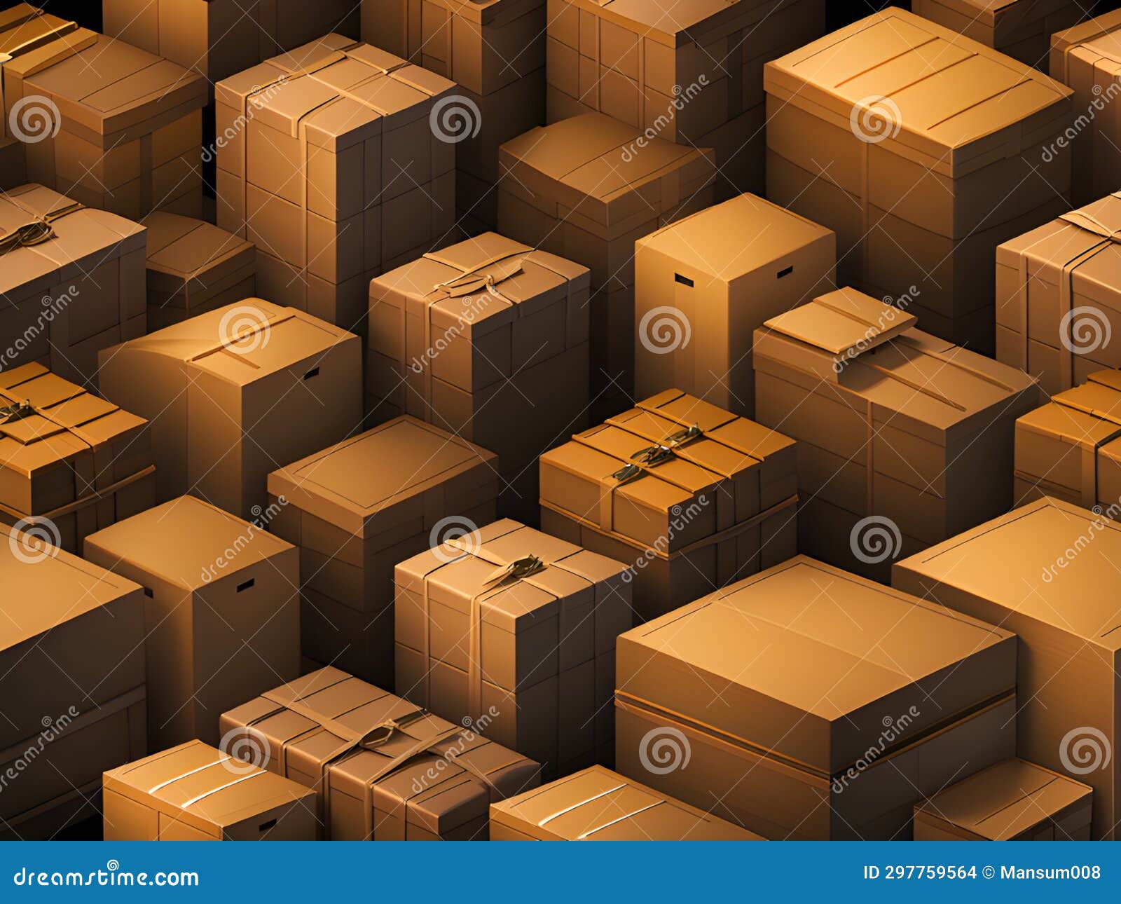 Stack of Cardboard Boxes on a Wooden Background Stock Illustration ...