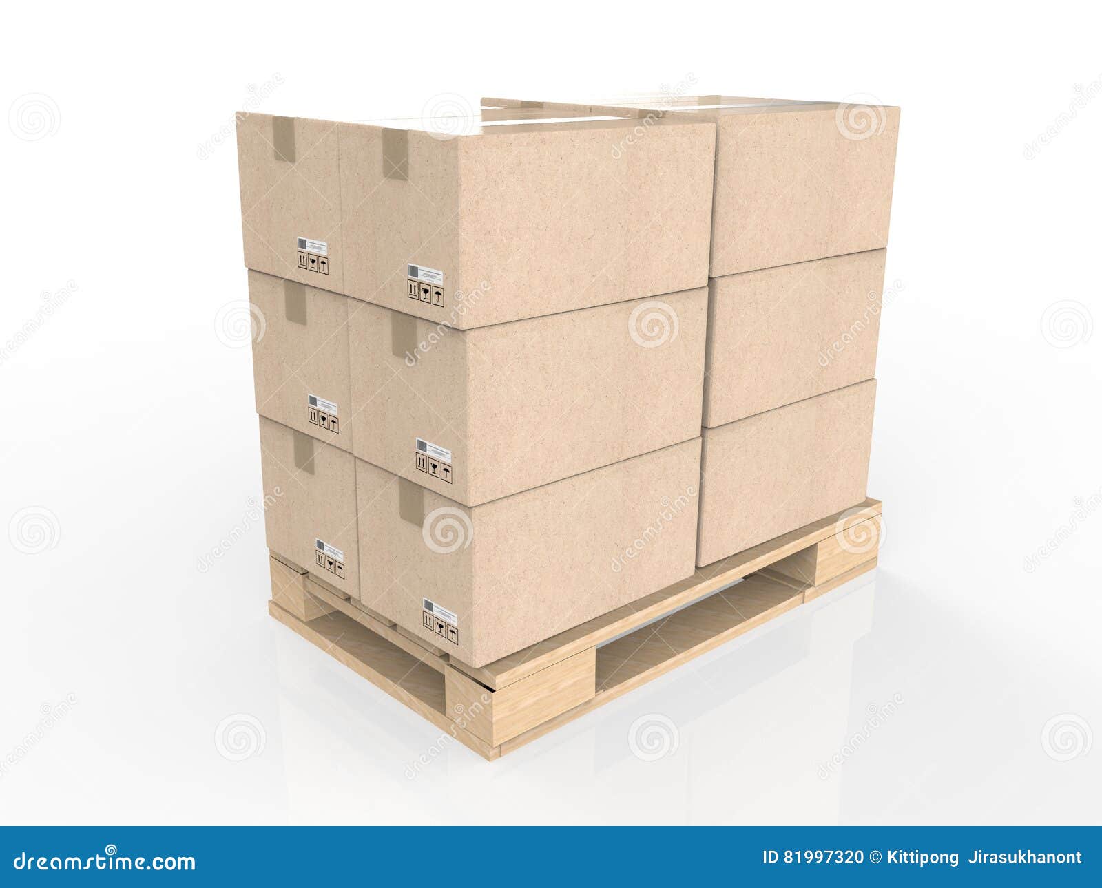 Stack of Cardboard Boxes on Wooden Pallet Stock Photo - Image of brown ...