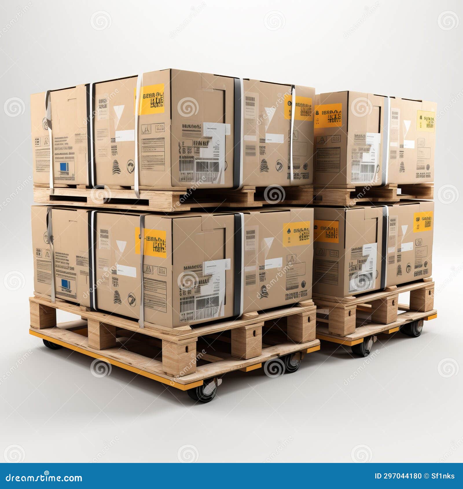 Stack of Cardboard Boxes on Wooden Pallets. Stack of Brown Cardboard ...