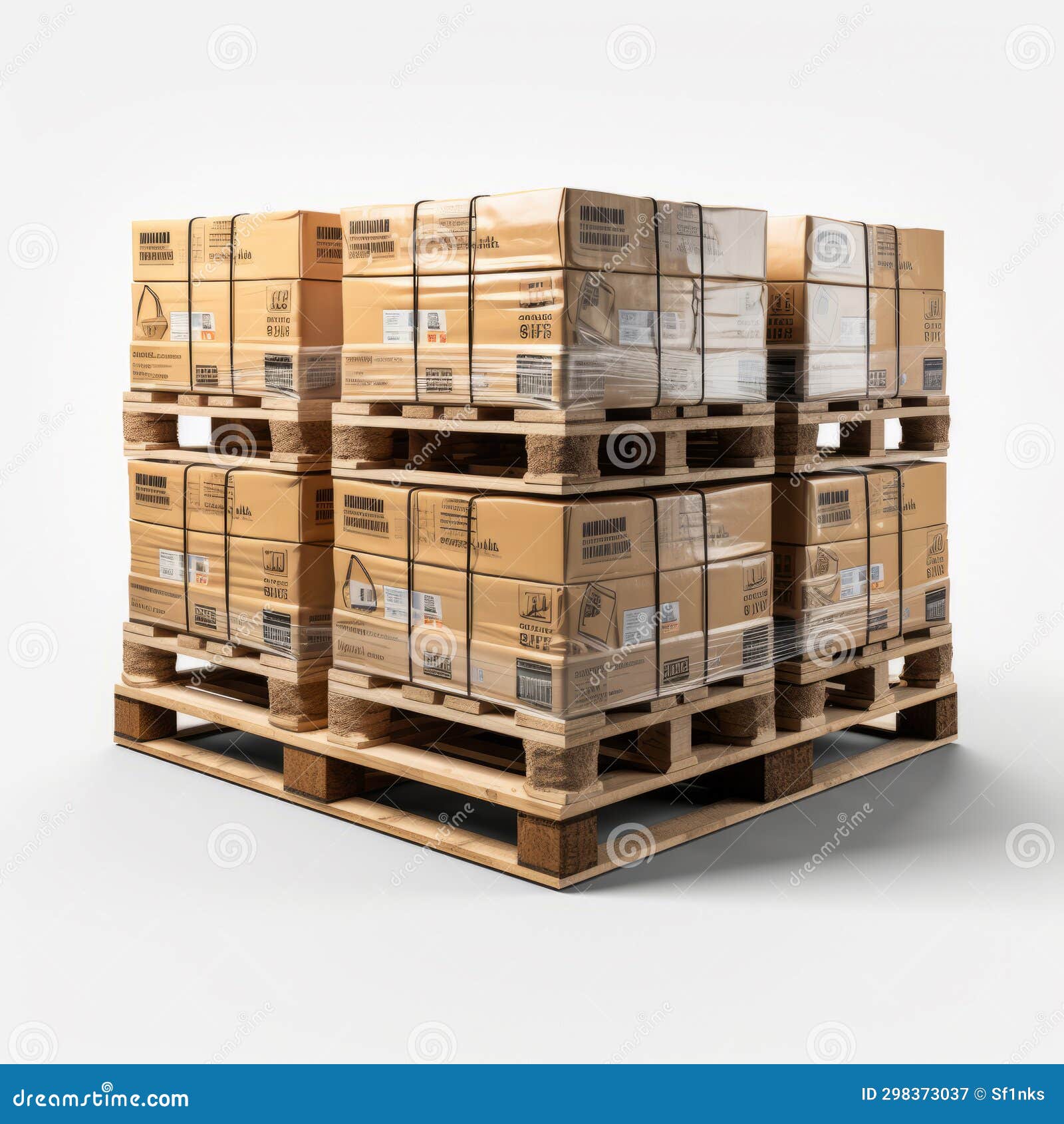Stack of Cardboard Boxes on Wooden Pallets. Stack of Brown Cardboard ...