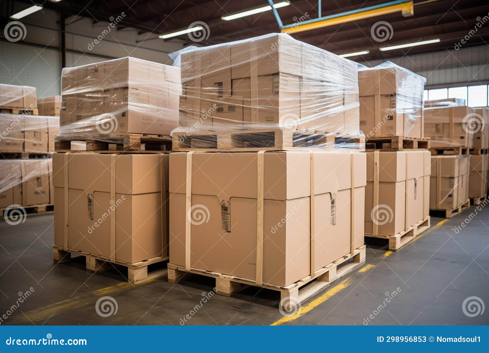 Stack of Cardboard Package Boxes in Delivery Warehouse. Generative AI ...