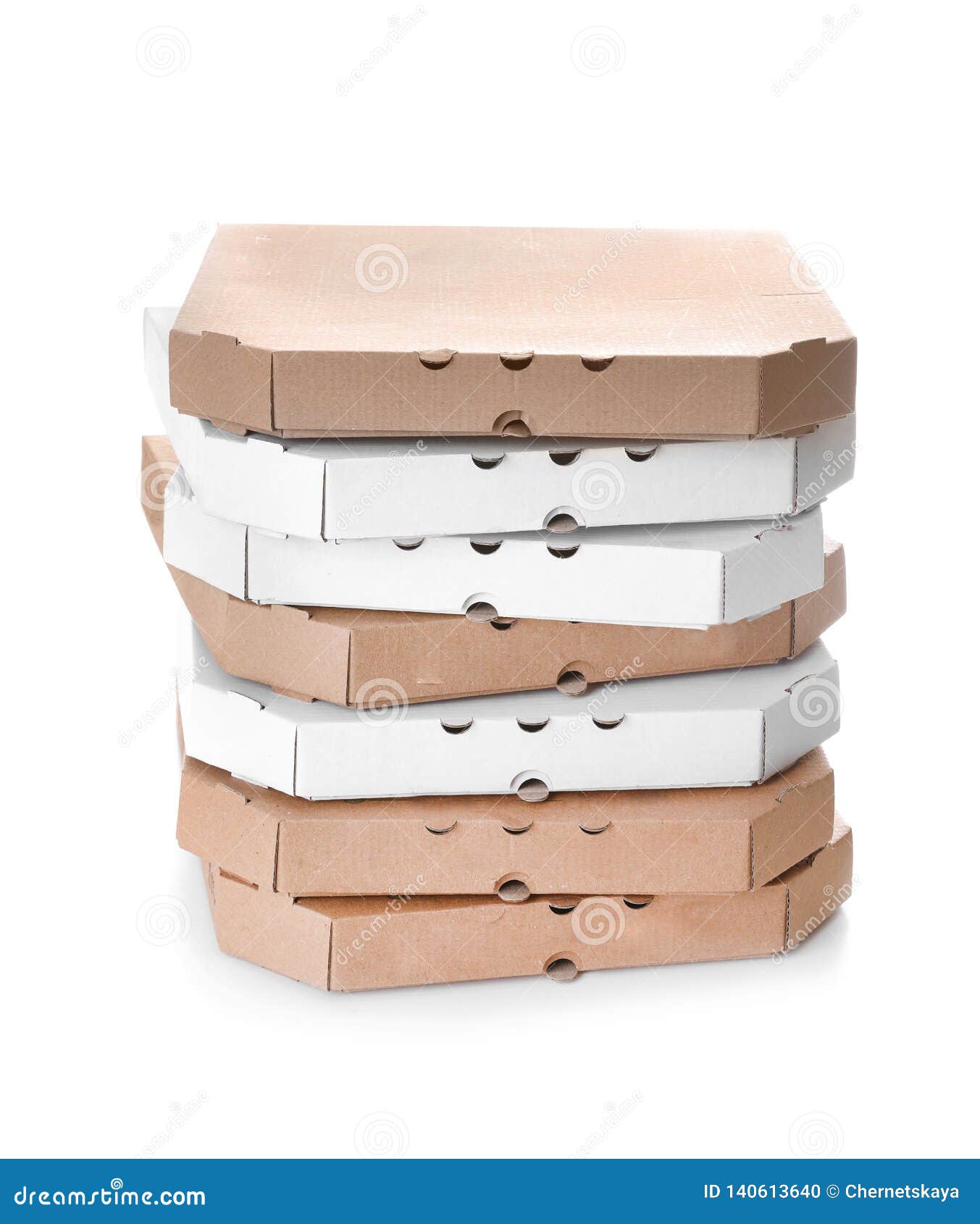 Stack of Cardboard Pizza Boxes on White Stock Photo - Image of meal ...