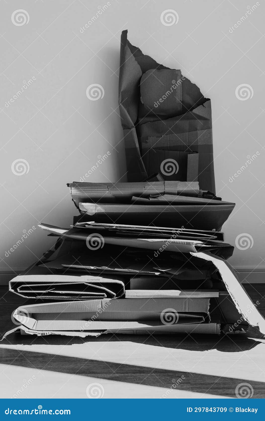 Stack of Cardboard Waste at Home. Concepts of Paper Recycling and Waste ...