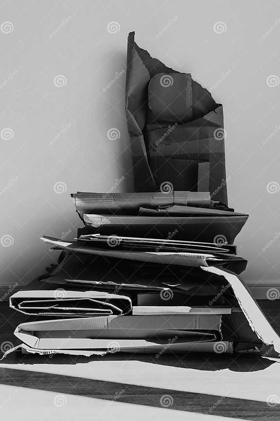 Stack of Cardboard Waste at Home. Concepts of Paper Recycling and Waste ...
