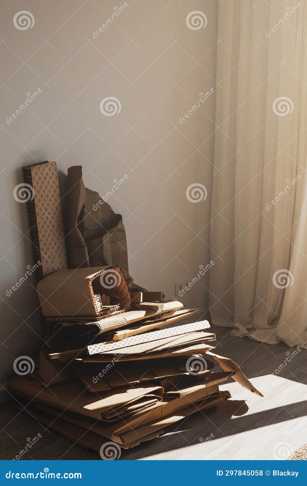 Stack of Cardboard Waste at Home. Concepts of Paper Recycling and Waste ...