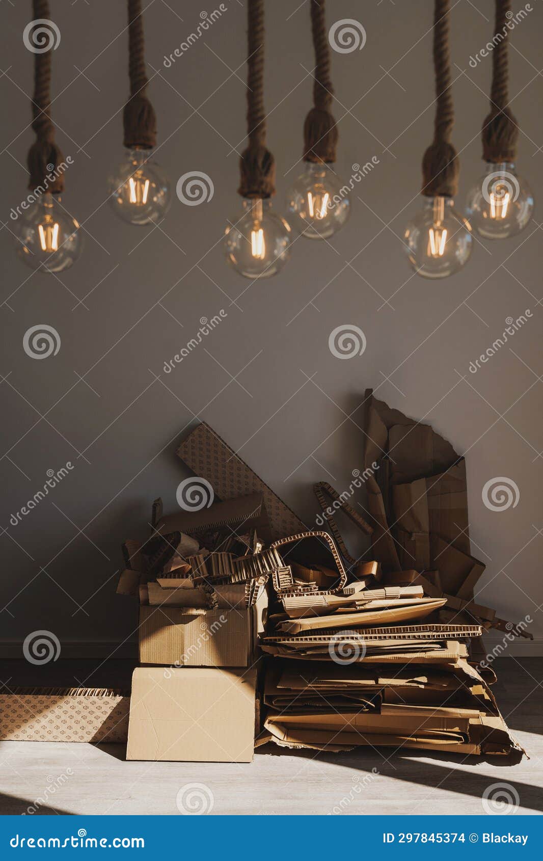 Stack of Cardboard Waste at Home. Concepts of Paper Recycling and Waste ...