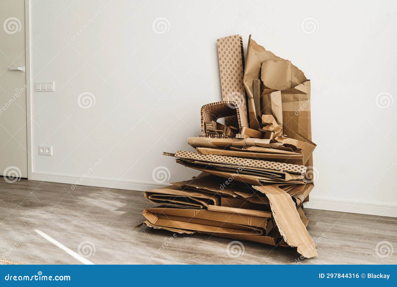 Stack of Cardboard Waste with PAP 21 Symbol. Concepts of Paper ...