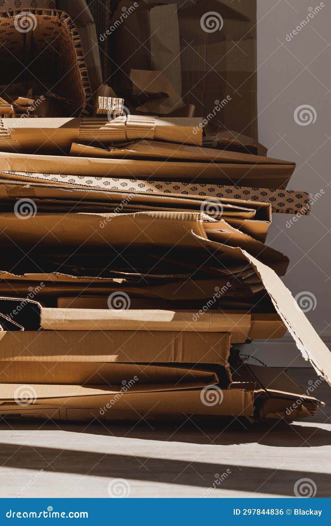Stack of Cardboard Waste in Sunlight. Concepts of Paper Recycling and ...