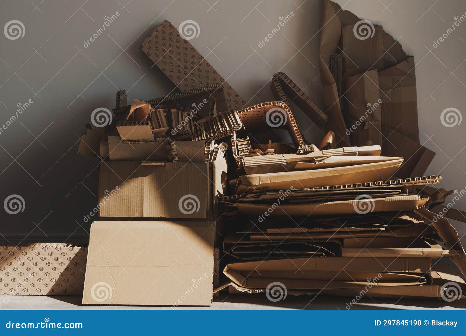 Stack of Cardboard Waste in Sunlight. Concepts of Paper Recycling and ...