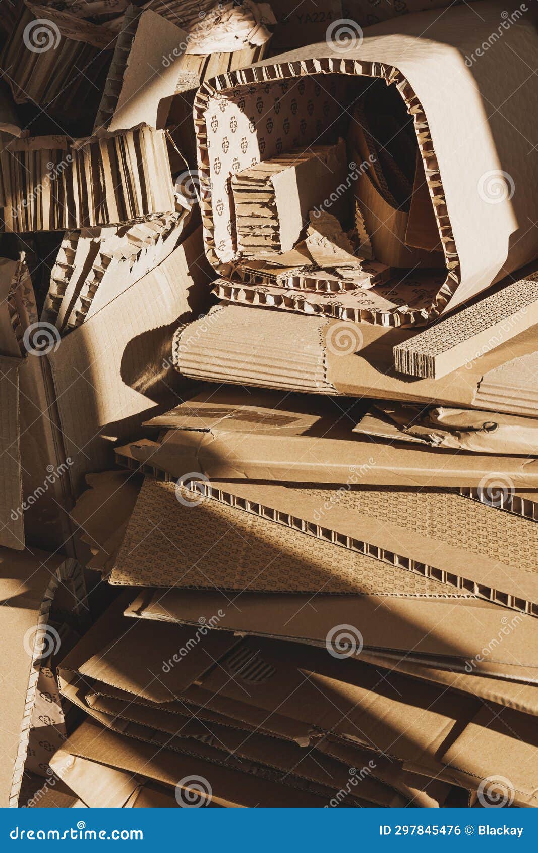 Stack of Cardboard Waste in Sunlight. Concepts of Paper Recycling and ...