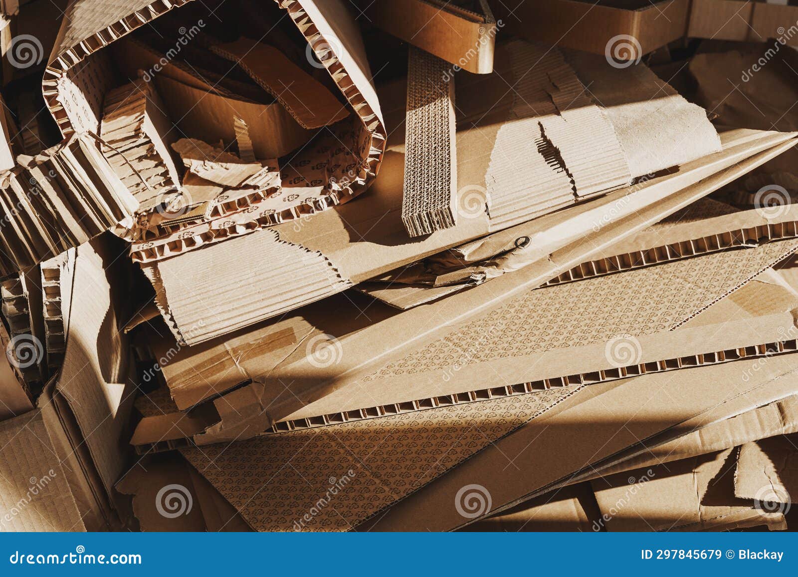 Stack of Cardboard Waste in Sunlight. Concepts of Paper Recycling and ...