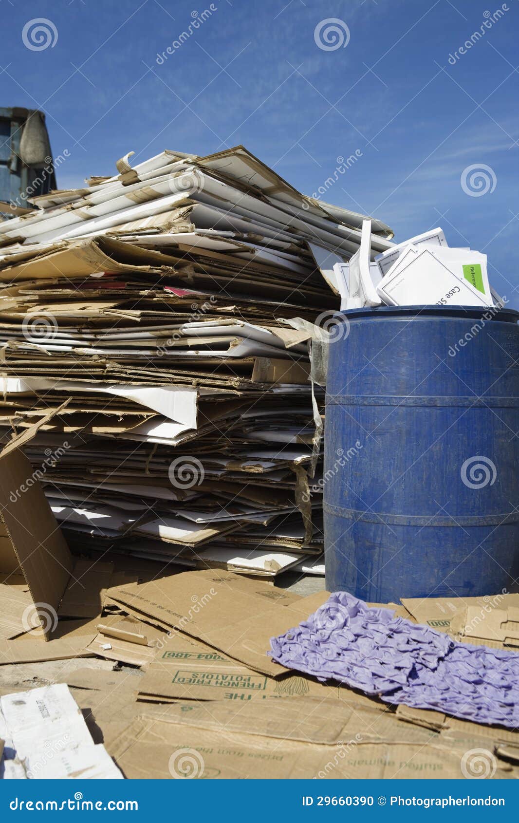 Stack of Cardbox Boxes with Waste Bin Stock Photo - Image of reuse ...