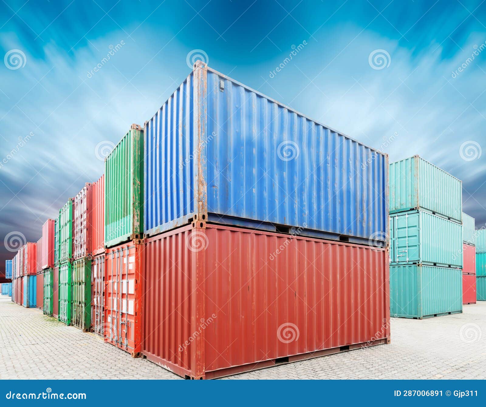 Stack of Cargo Containers at the Docks Stock Image - Image of container ...