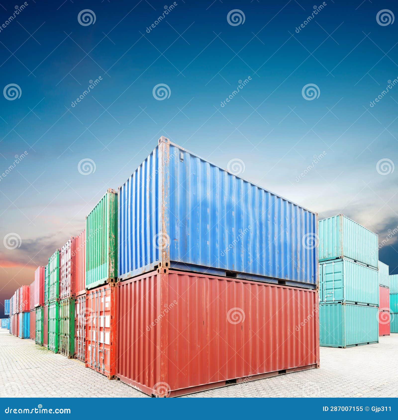 Stack of Cargo Containers at the Docks Stock Image - Image of heavy ...