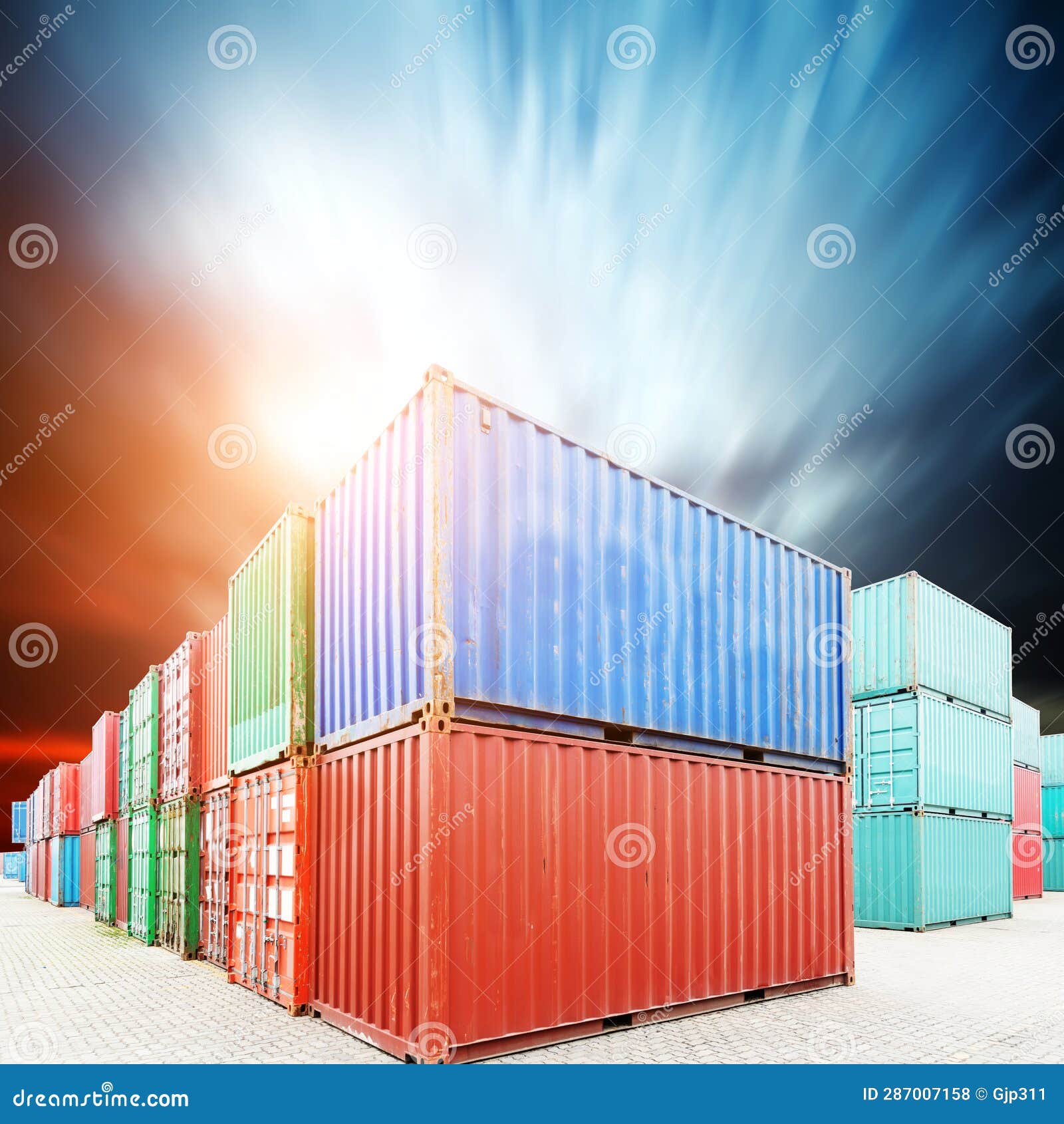 Stack Of Cargo Containers At The Docks Stock Photography ...