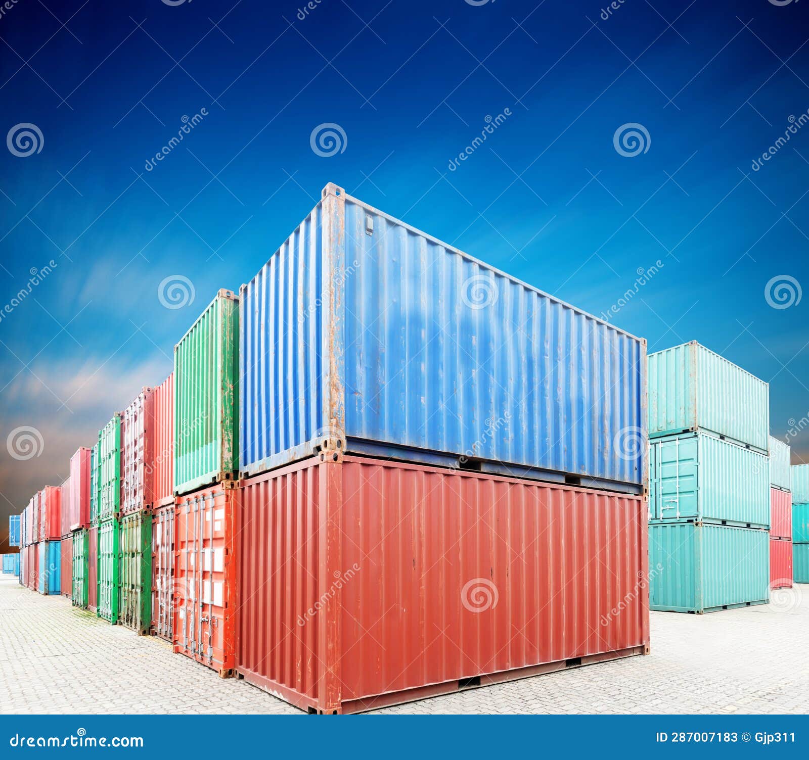 Stack of Cargo Containers at the Docks Stock Image - Image of nautical ...