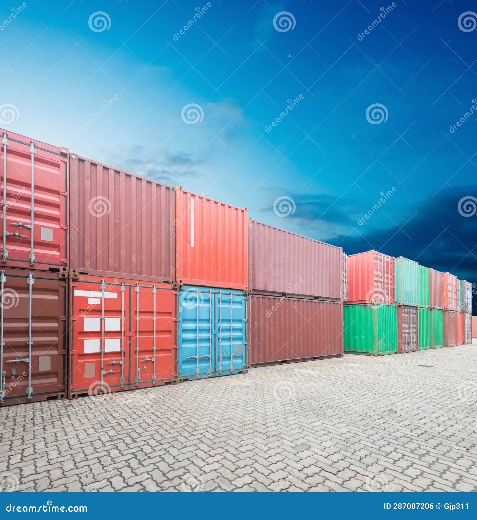 Stack of Cargo Containers at the Docks Stock Photo - Image of ...