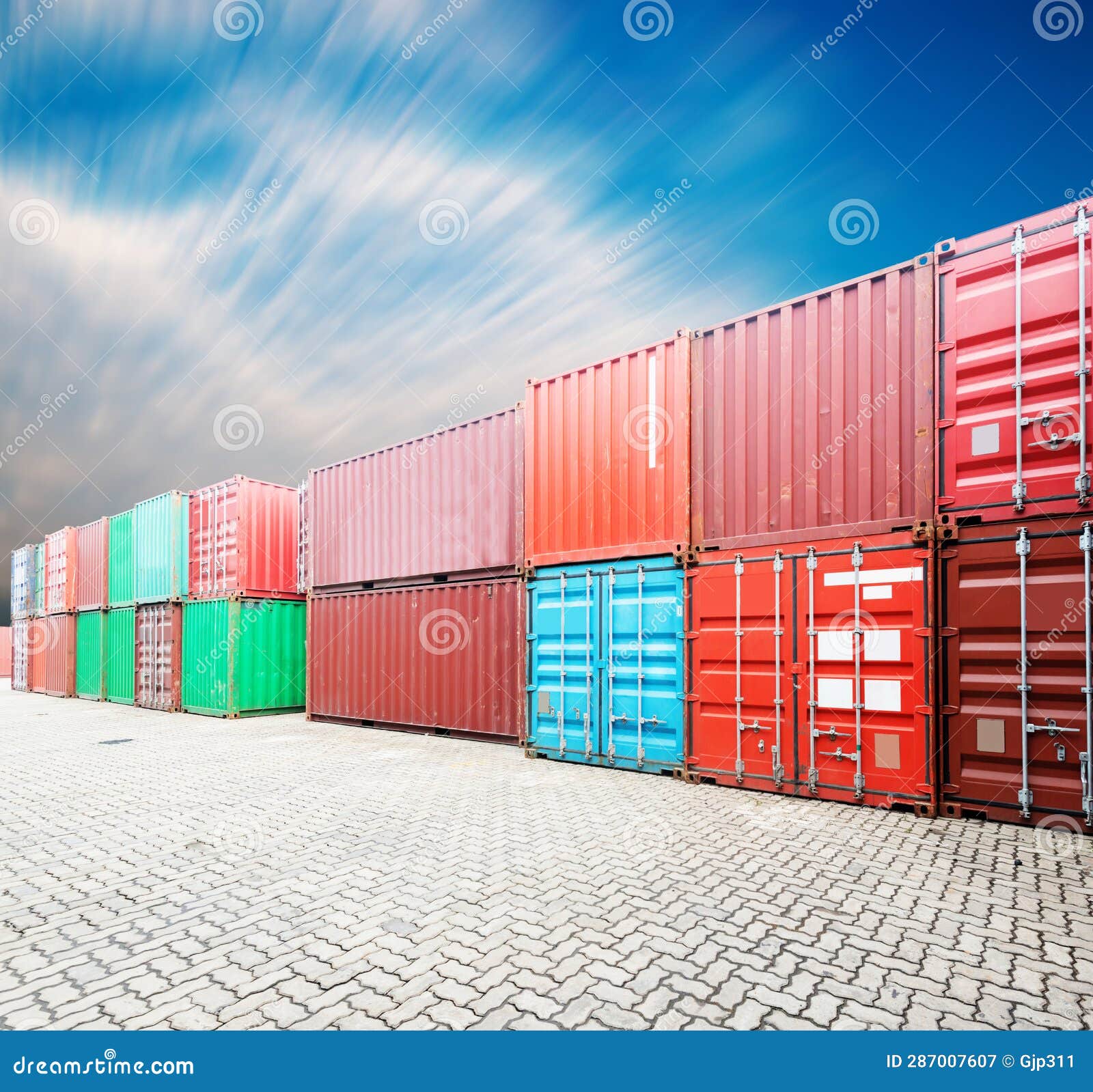 Stack Of Cargo Containers At The Docks Stock Image | CartoonDealer.com ...