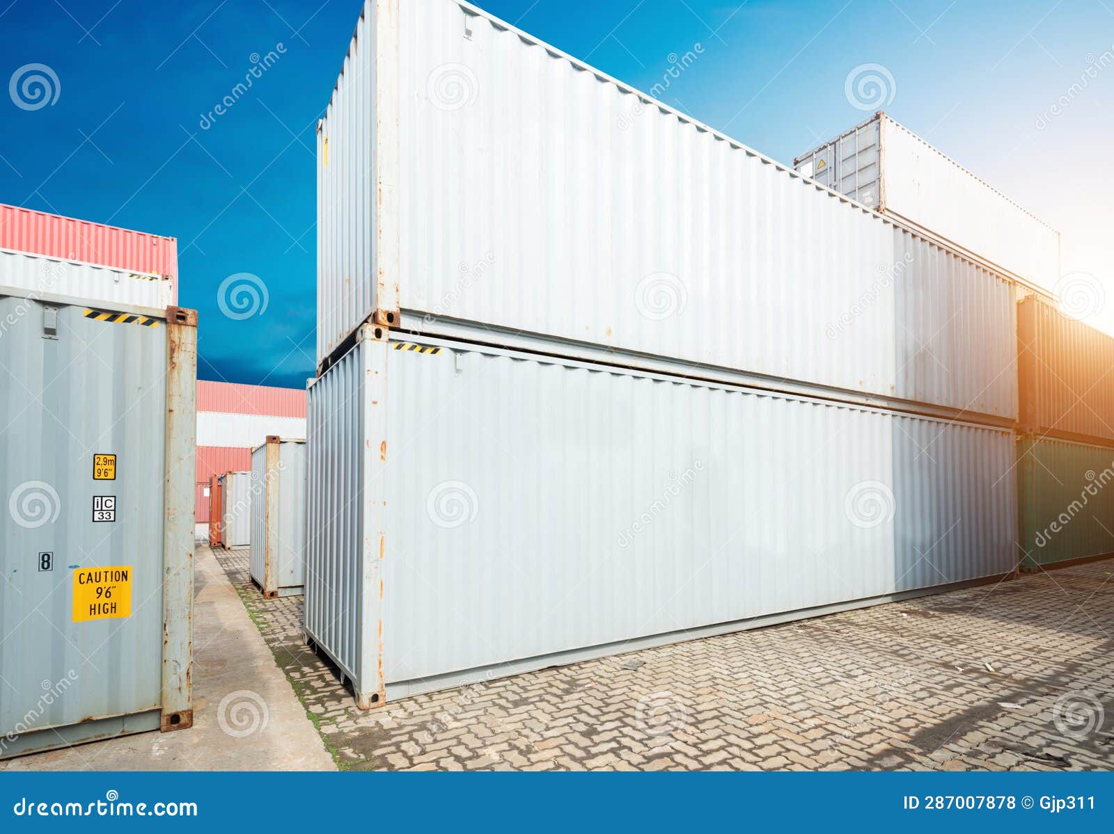 Stack of Cargo Containers at the Docks Stock Photo - Image of business ...