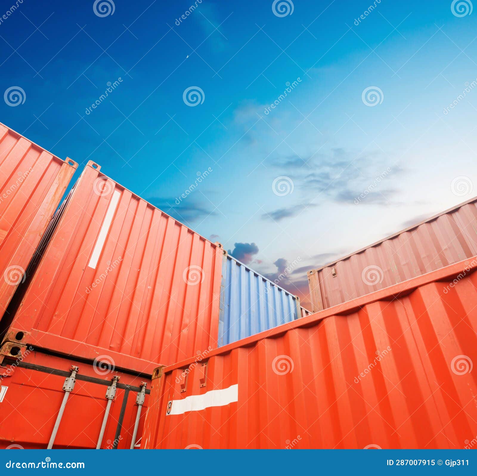 Stack of Cargo Containers at the Docks Stock Image - Image of industry ...