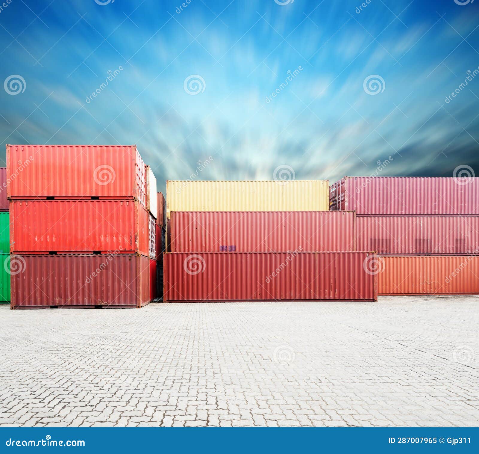 Stack of Cargo Containers at the Docks Stock Image - Image of group ...