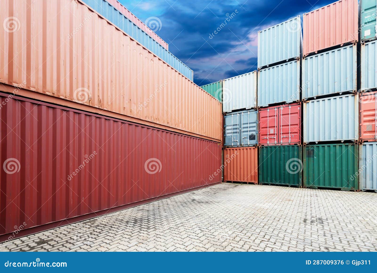 Stack of Cargo Containers at the Docks Stock Photo - Image of freight ...