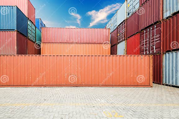 Stack of Cargo Containers at the Docks Stock Image - Image of import ...
