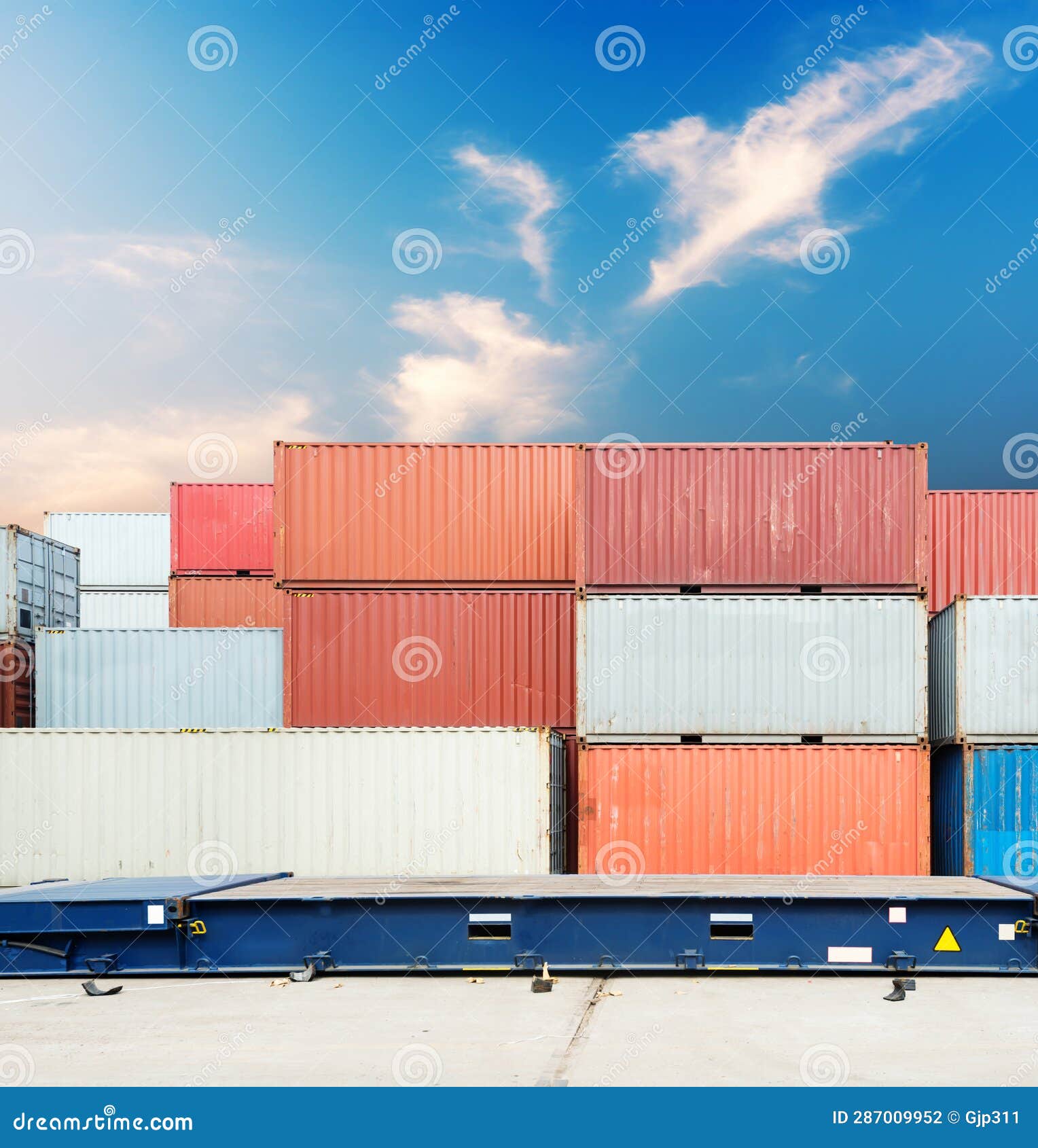 Stack of Cargo Containers at the Docks Stock Photo - Image of heavy ...